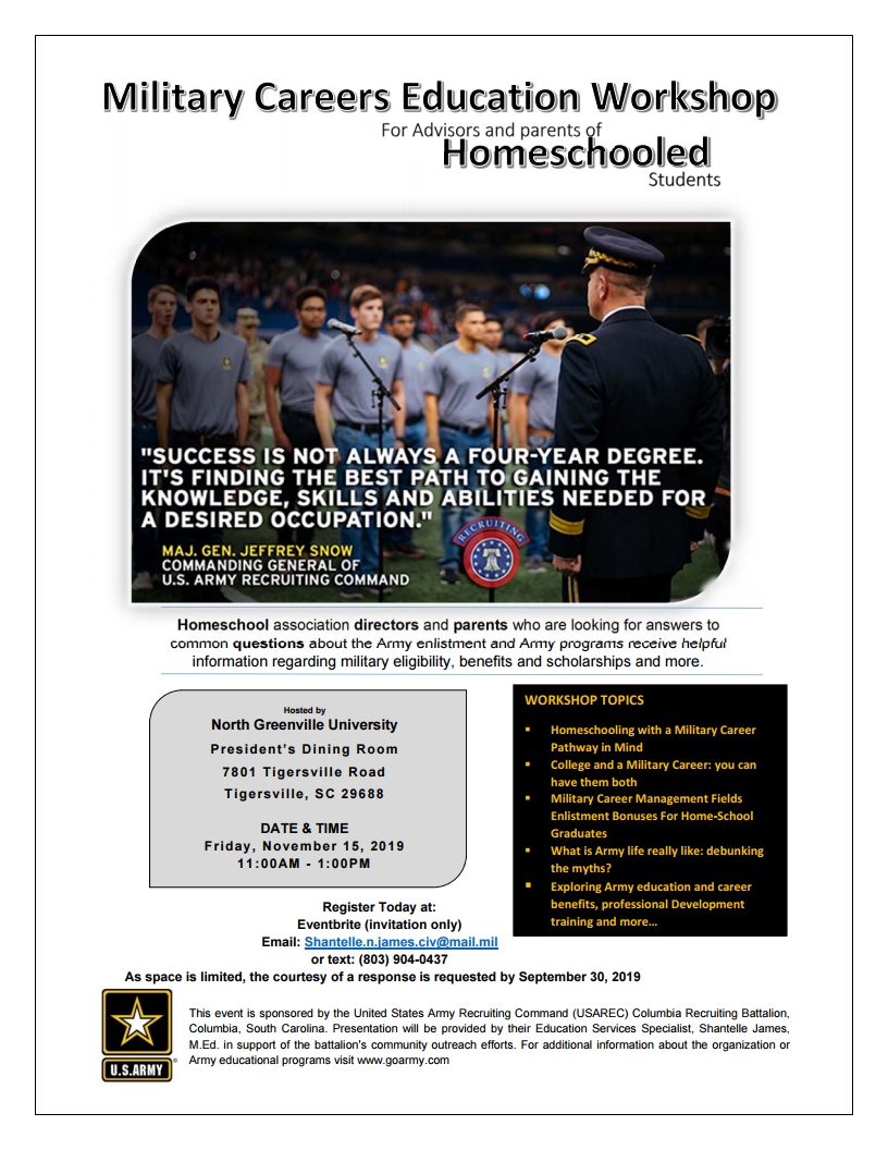 Military career workshop | Homeschool!